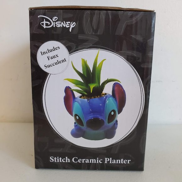 Disney | Accents | Disney Stitch Succulent Blue Ceramic Planter W Faux ...